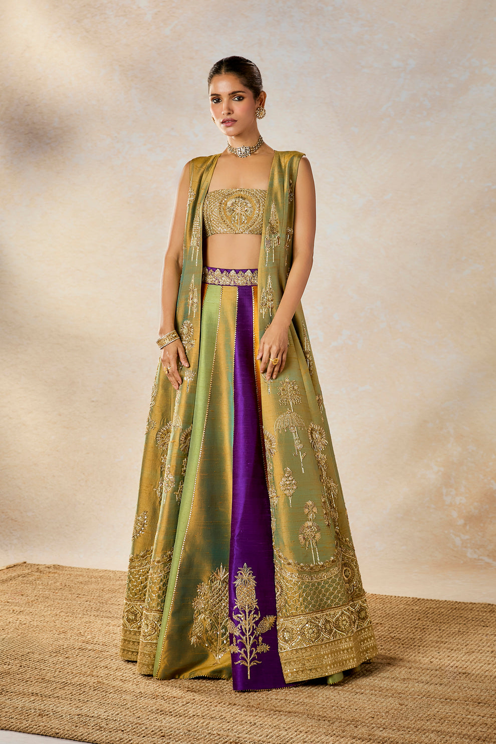 The Kesar Varak Long Jacket Lehenga Set – House Of Masaba