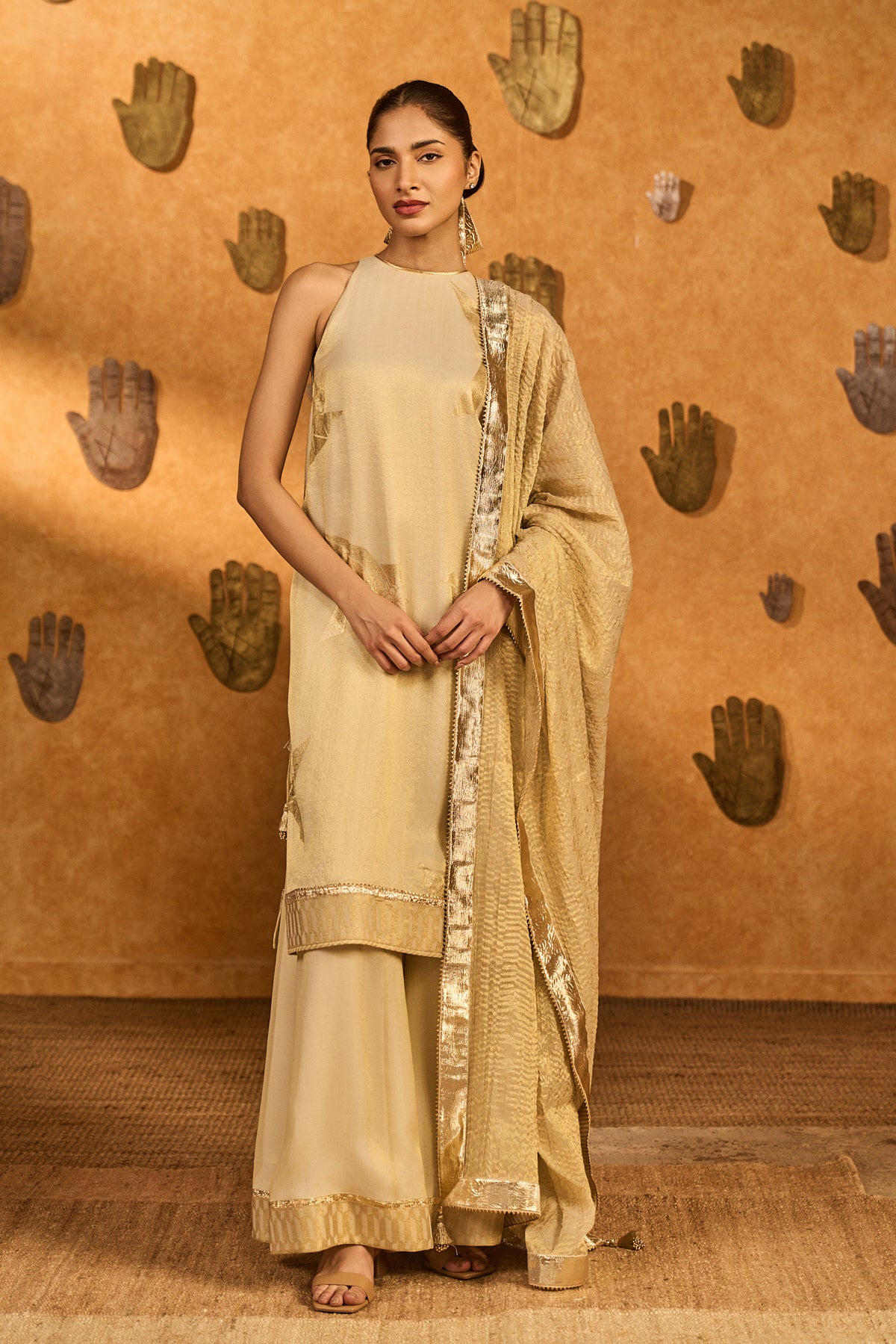 Gold Ivory Paper Breeze Set – House Of Masaba