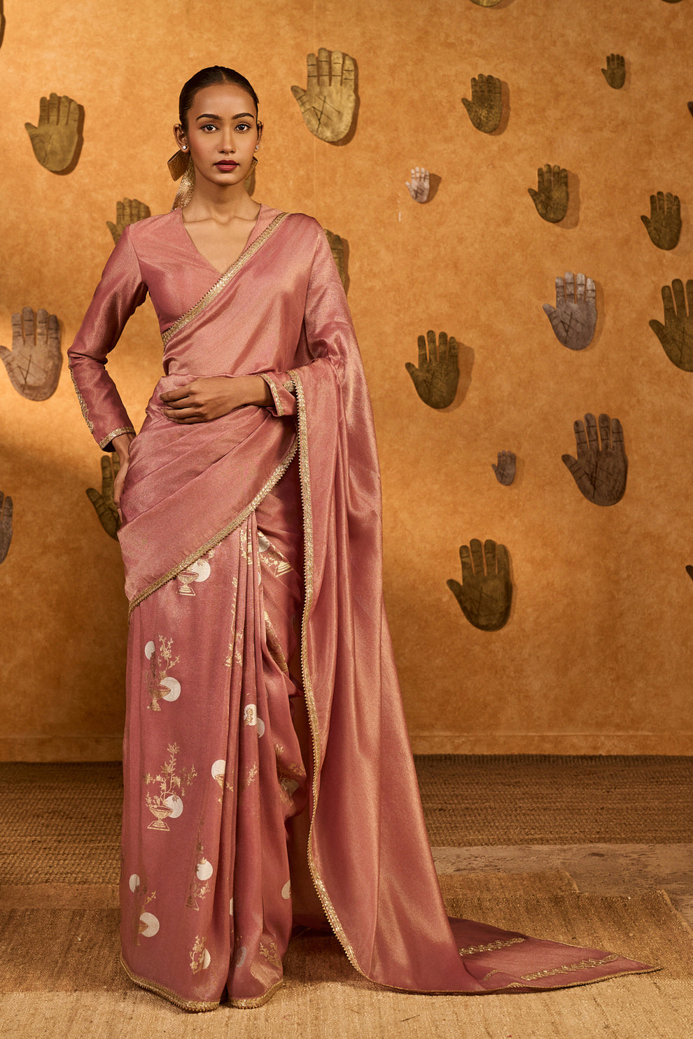 Mauve Moon Garden Tissue Saree – House Of Masaba