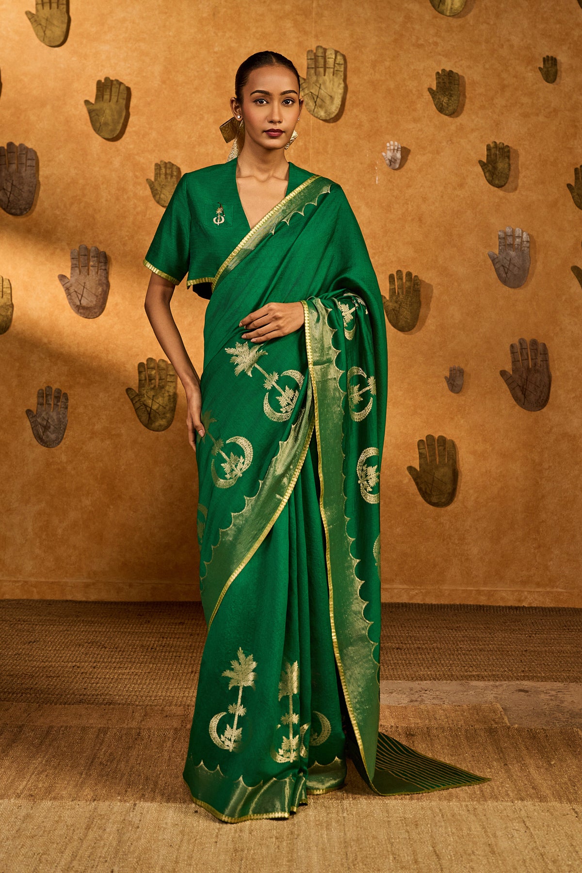 Green Coco Groove Saree – House Of Masaba