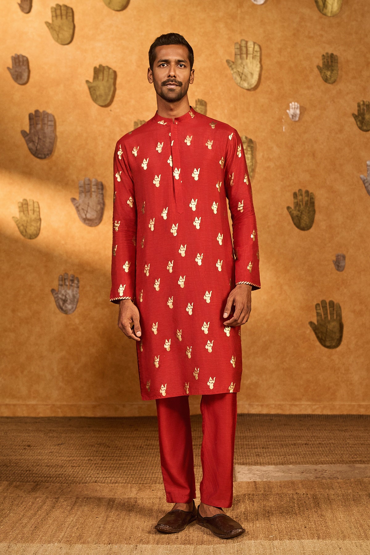 Red Whispering Leaf Kurta Set – House Of Masaba