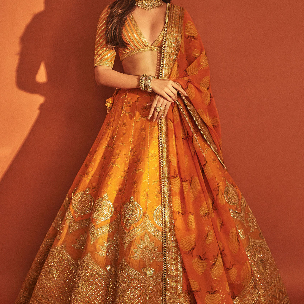 Buy Now Rust Orange Lehenga Online – House Of Masaba