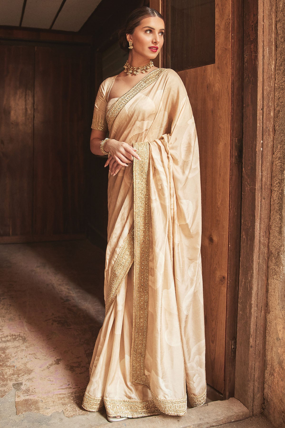 Buy Beige Saree Online – House Of Masaba